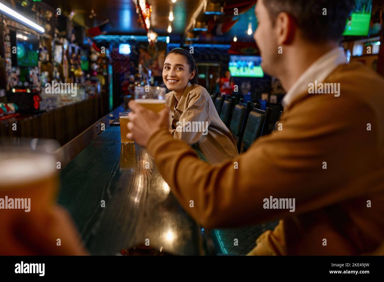 Man drink girl bar offering hi-res stock photography and images - Alamy