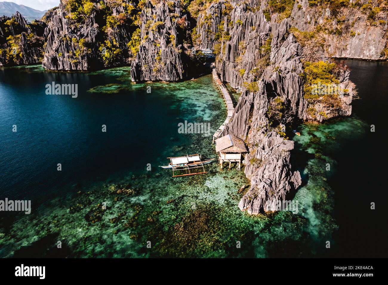 Aerial view of Twin Lagoon turquoise waters with a drone The ...