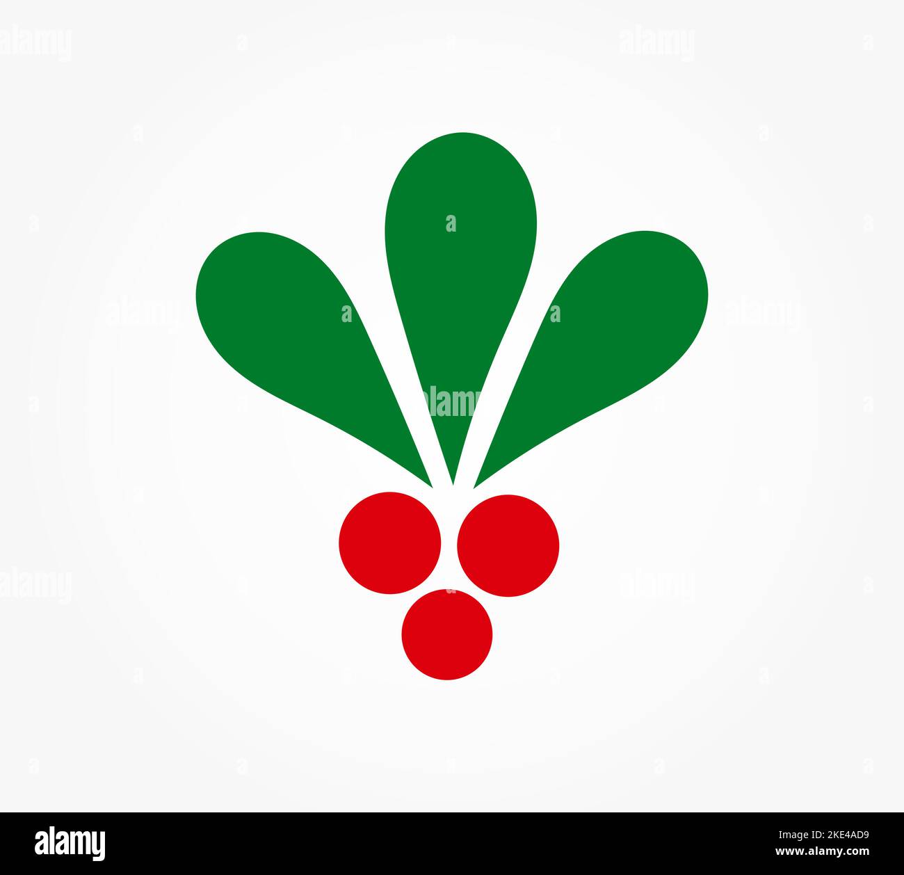 Christmas holly mistletoe icon decoration leaves and fruits. Vector ...