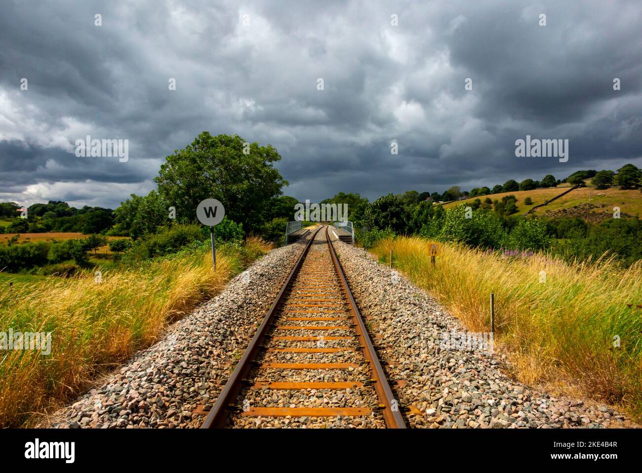 Single track railway near Danby on the Esk Valley Line which runs ...