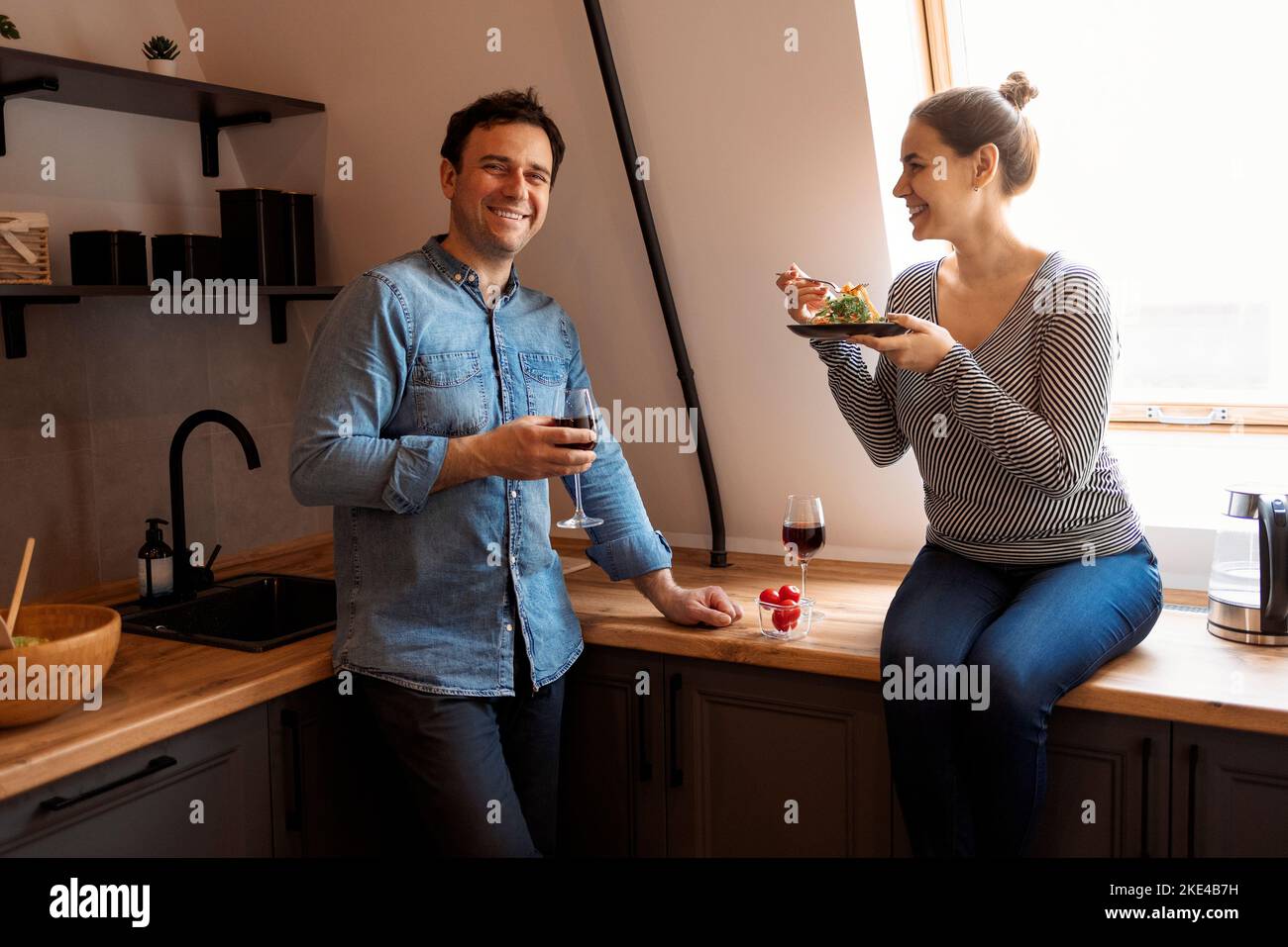 Loving couple having romantic dinner hi-res stock photography and ...