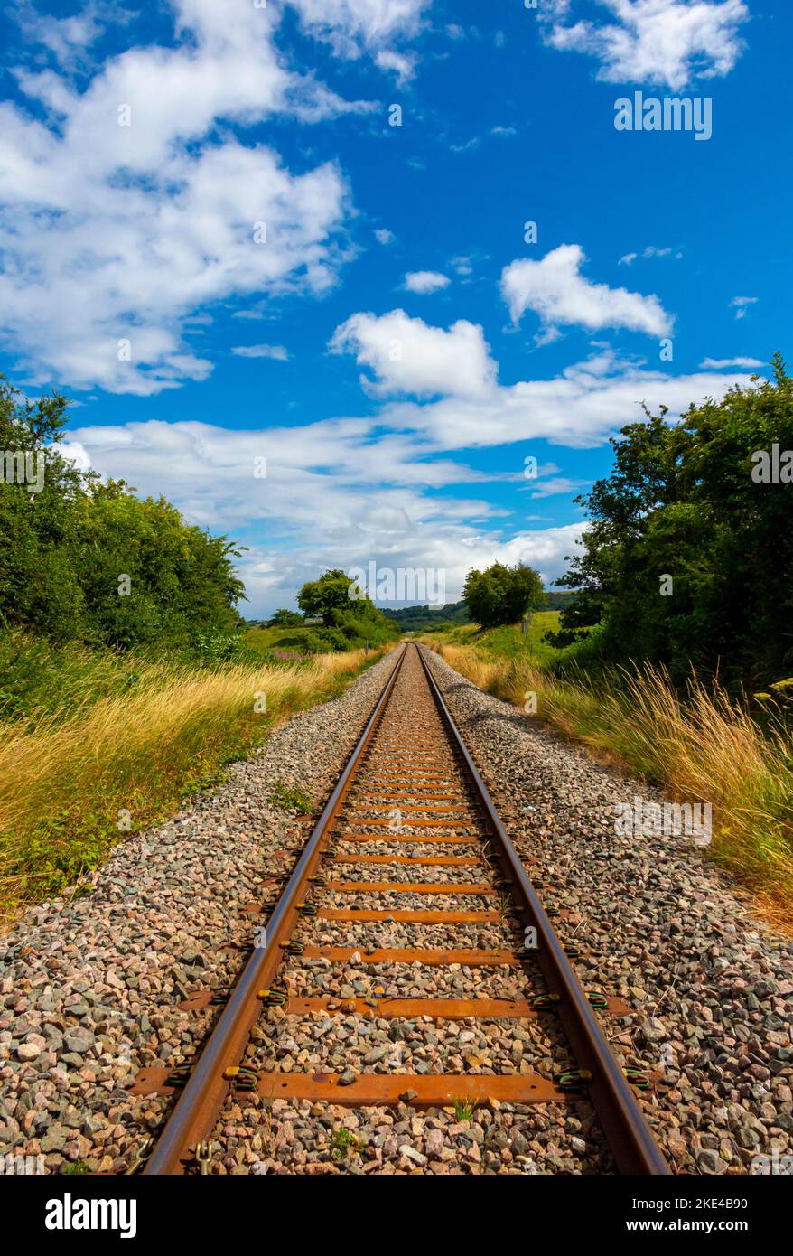 Single track railway near Danby on the Esk Valley Line which runs ...