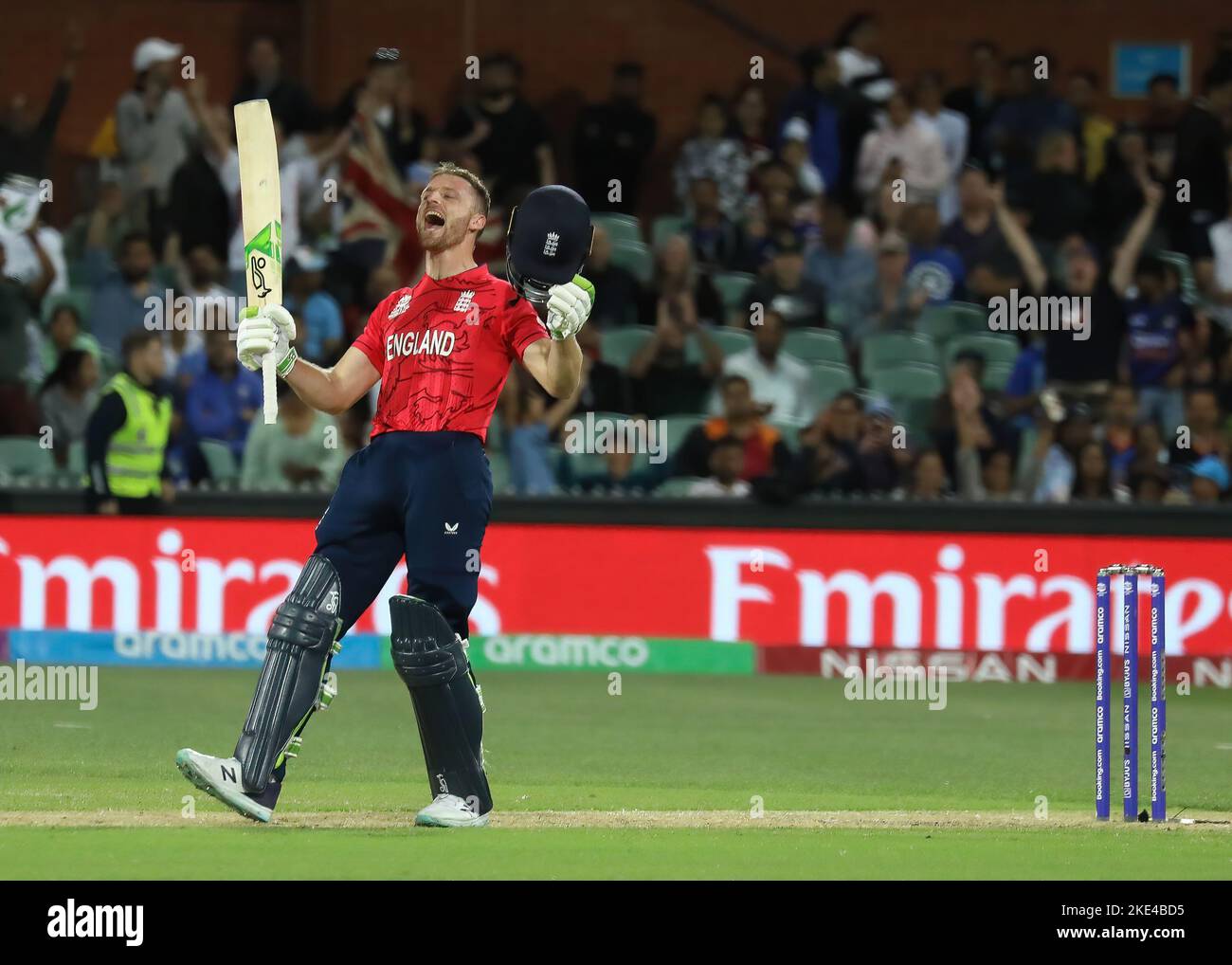 Jos Buttler (C) of England celebrates after winning the ICC Men's T20 ...