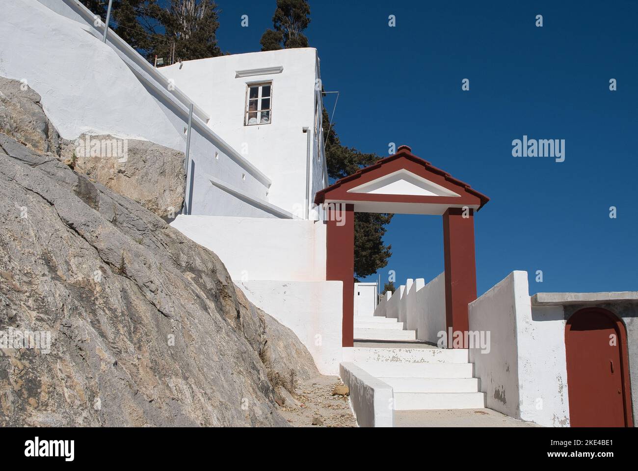 The Saint Mercurius monastery in Nimburio, Symi island, Greece Stock ...