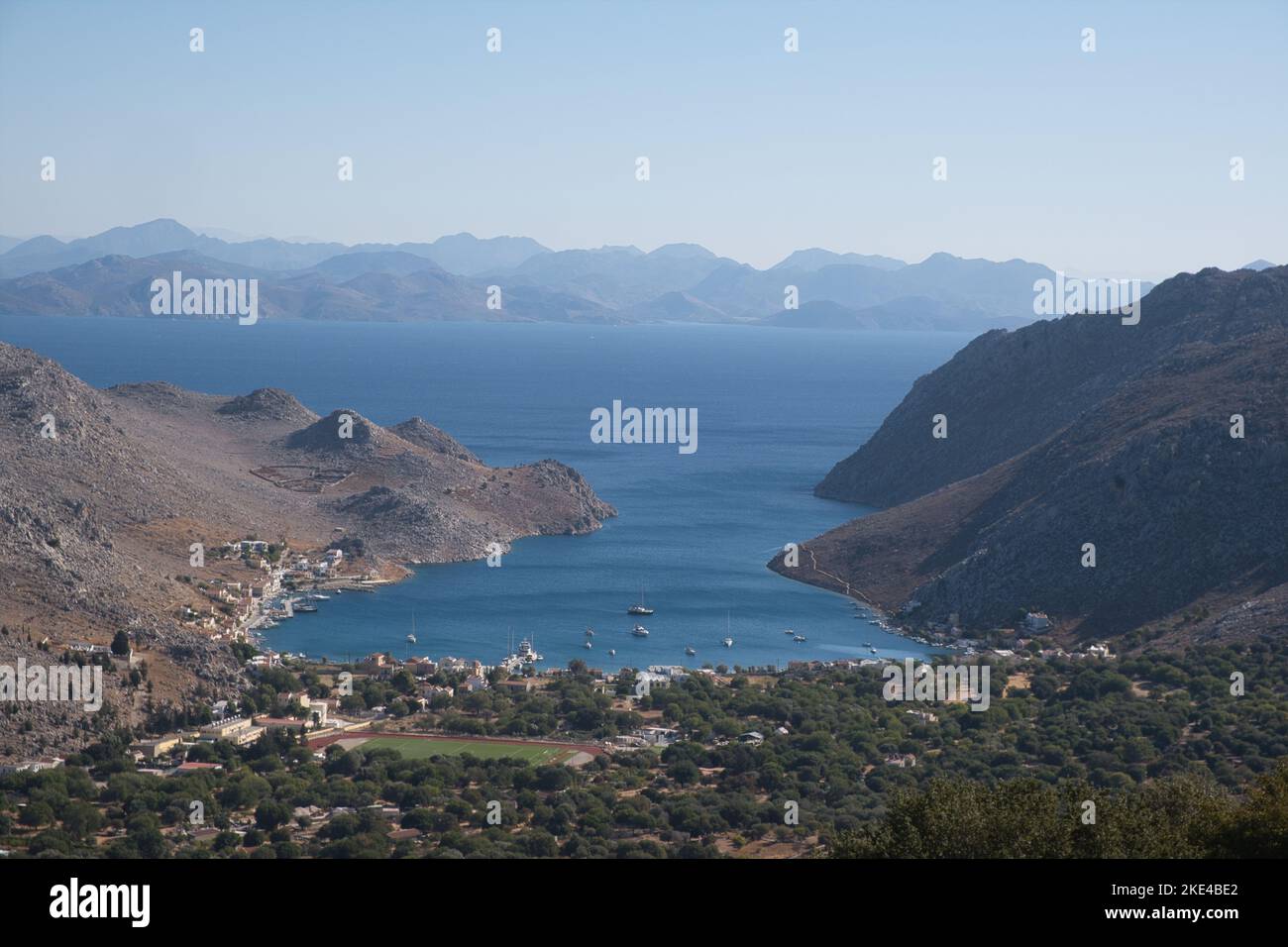 An aerial of Symi island in Greece Stock Photo - Alamy