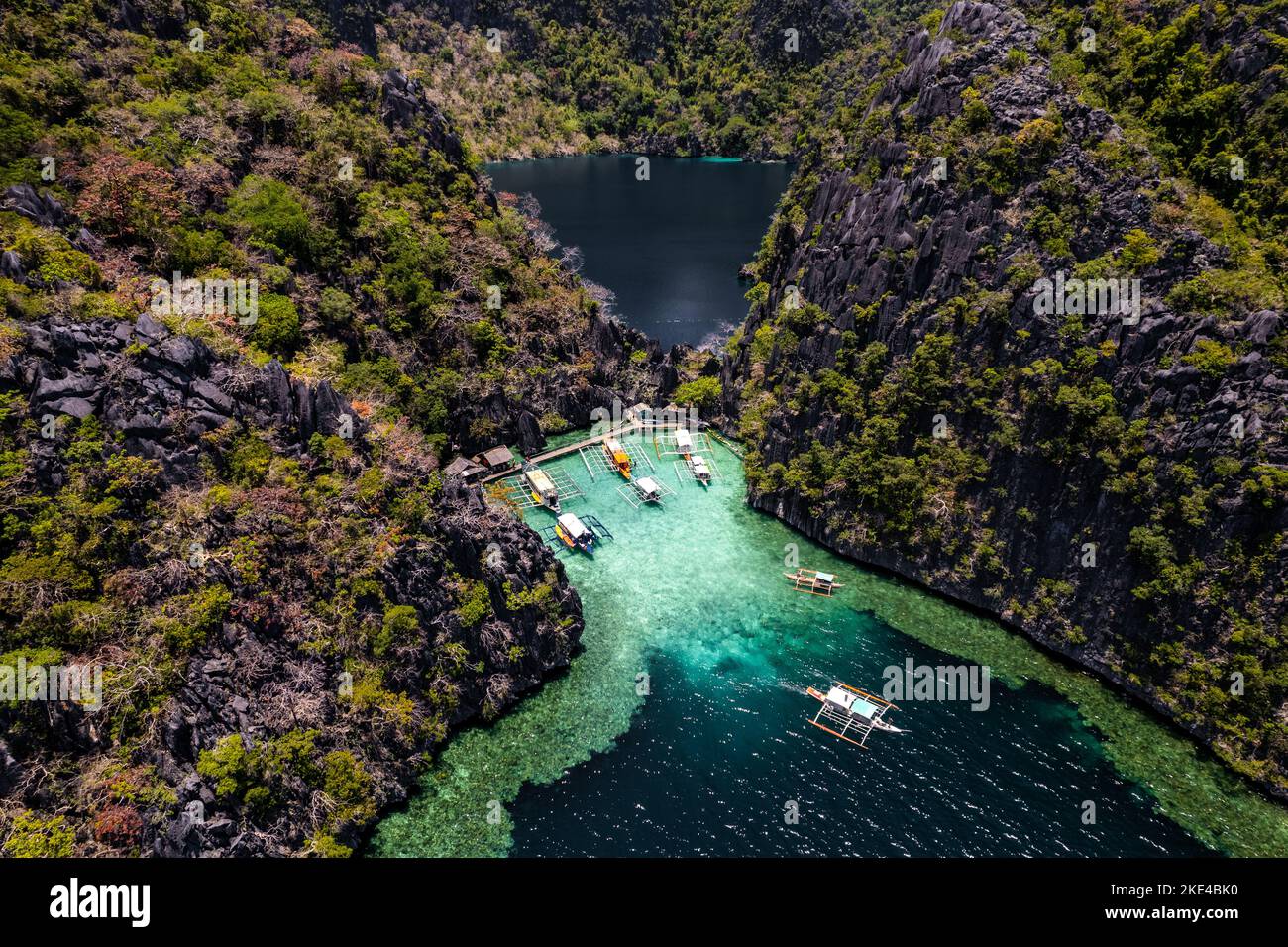 Aerial view of Twin Lagoon turquoise waters with a drone The ...