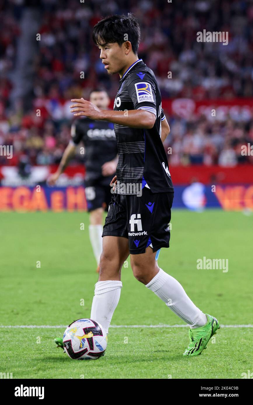 Seville, Seville, Spain. 9th Nov, 2022. Takefusa Kubo of Real Sociedad in action during the La ...