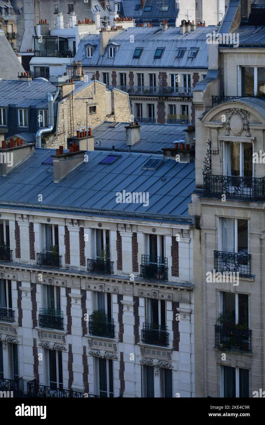 romantic rooftops in Paris with urabn scenery Stock Photo - Alamy