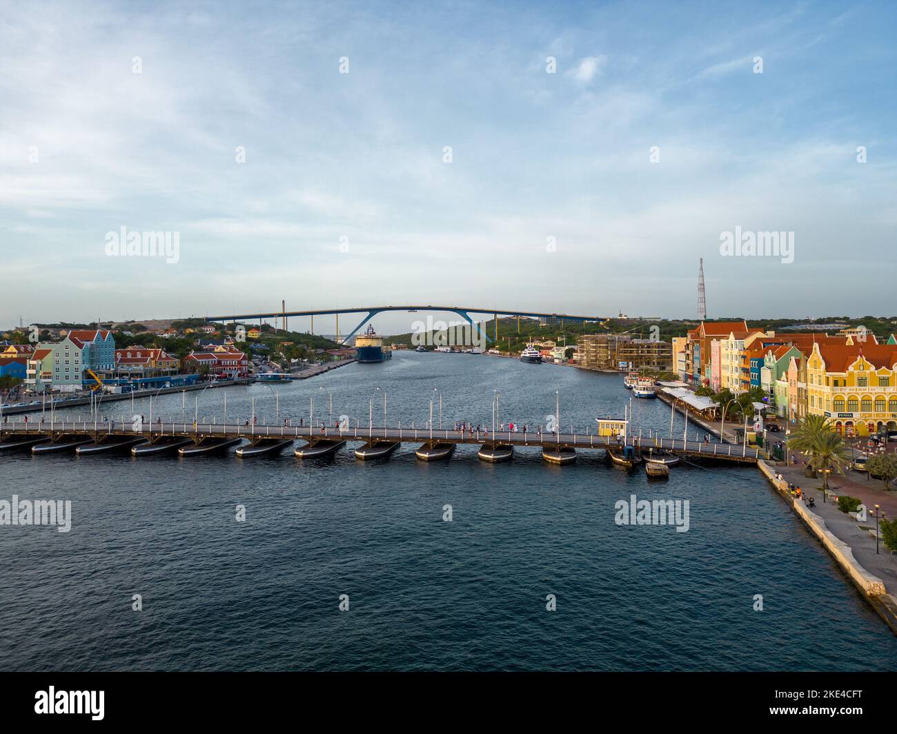 The Queen Emma Bridge with the Queen Juliana Bridge in the background ...