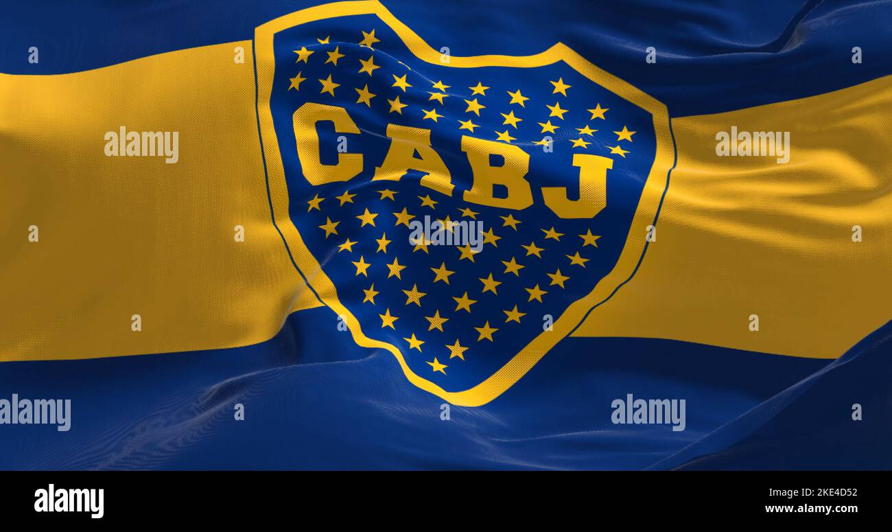 Buenos Aires, AR, Oct. 2022: The Boca Juniors flag waving in the wind ...