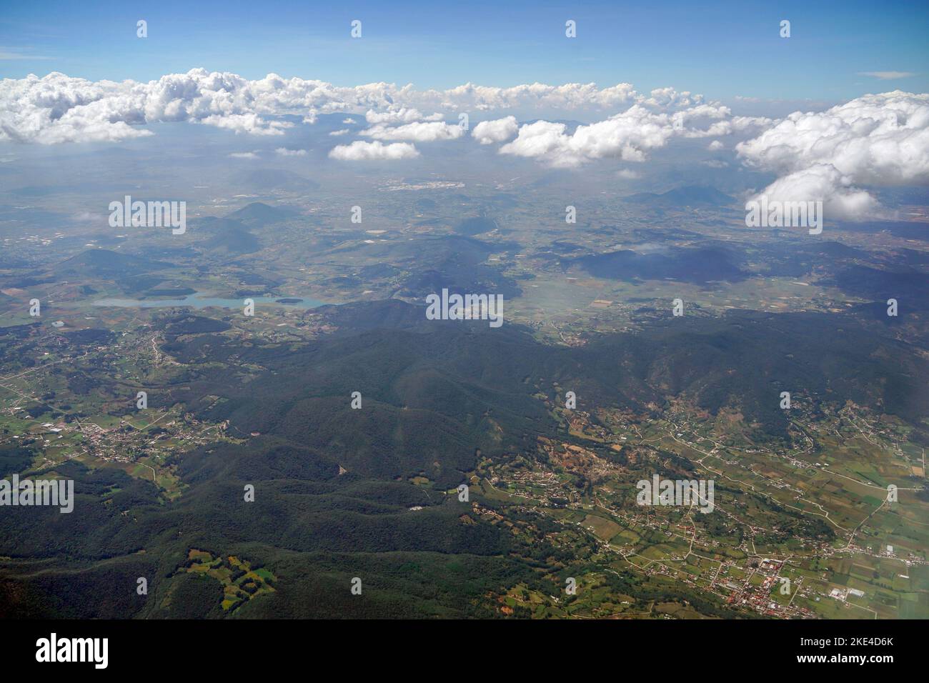 Leon Guanajuato aerial panorama landscape from airplane mexico ...