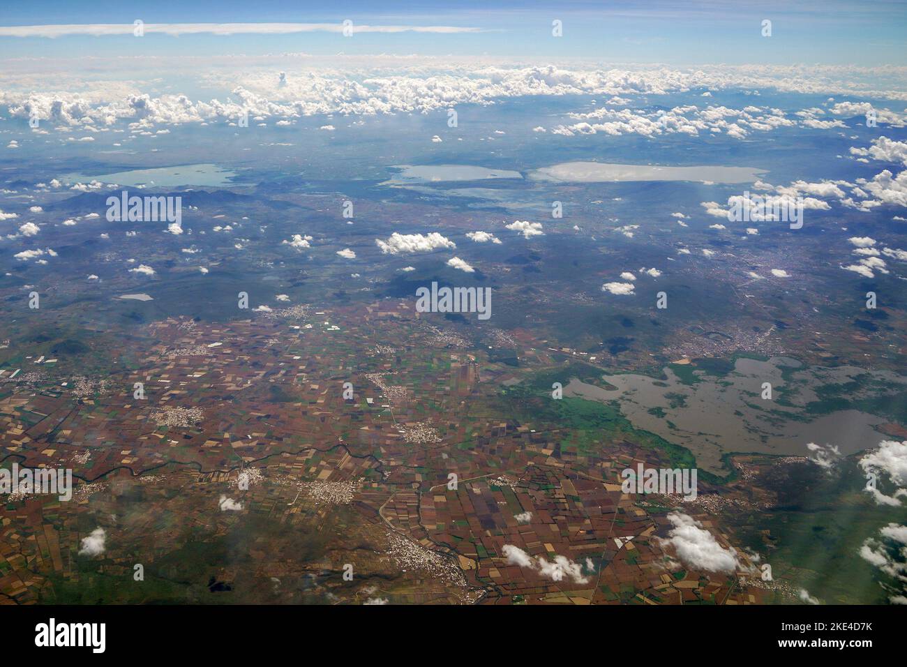 farmed fields near Leon Guanajuato aerial panorama landscape from ...