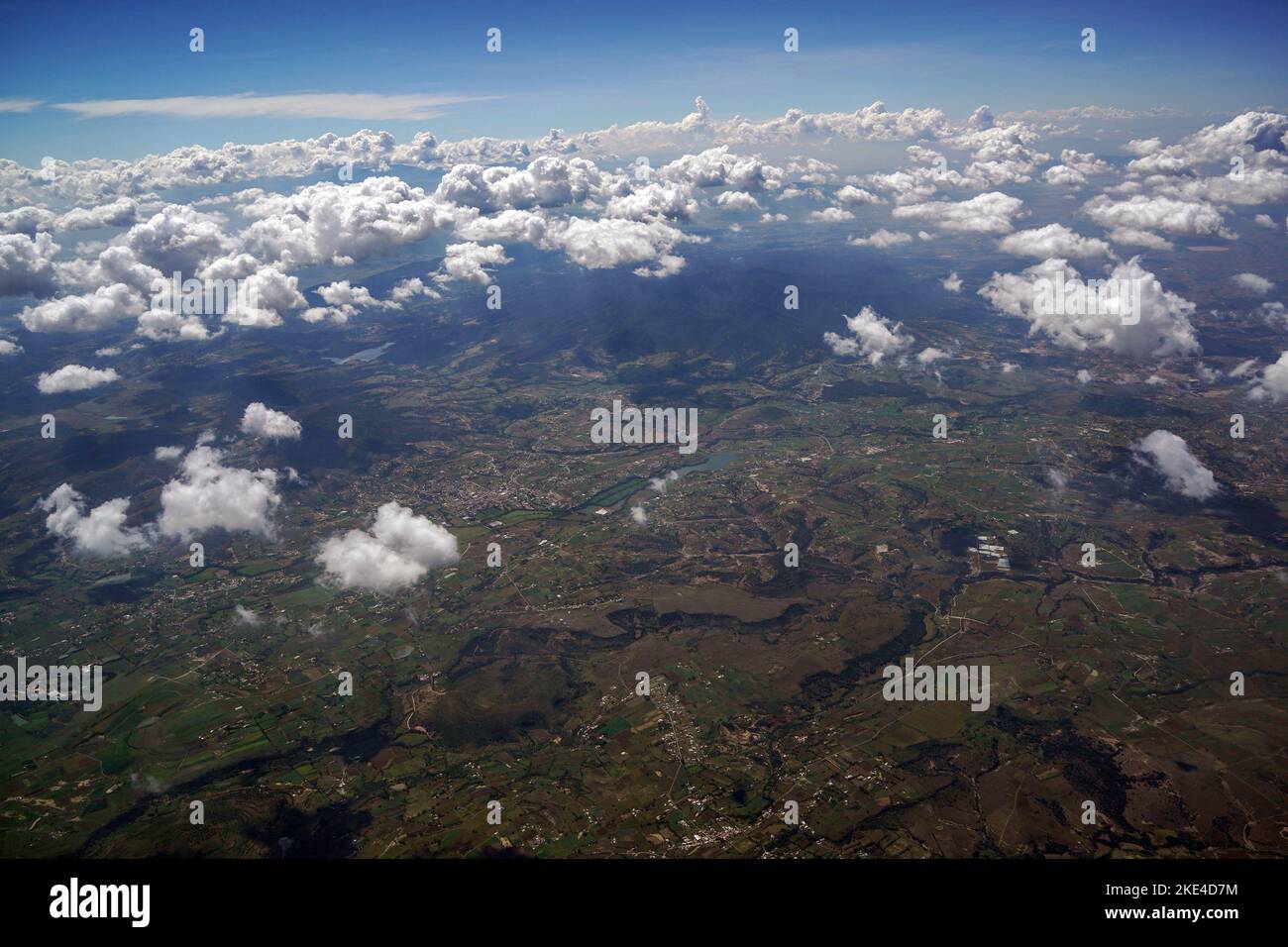 Leon Guanajuato aerial panorama landscape from airplane mexico ...