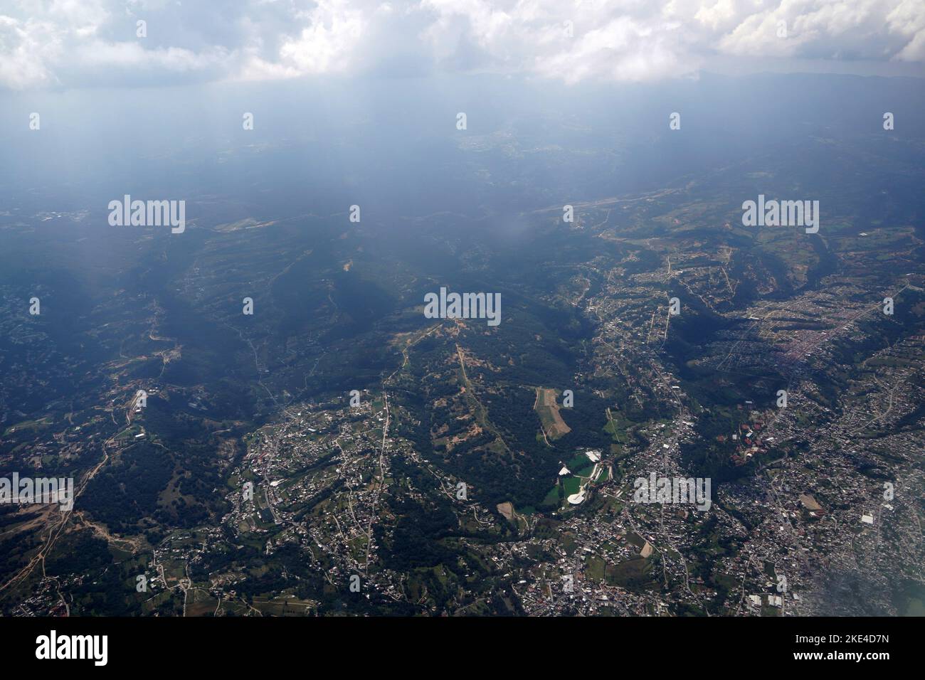 Leon Guanajuato aerial panorama landscape from airplane mexico ...