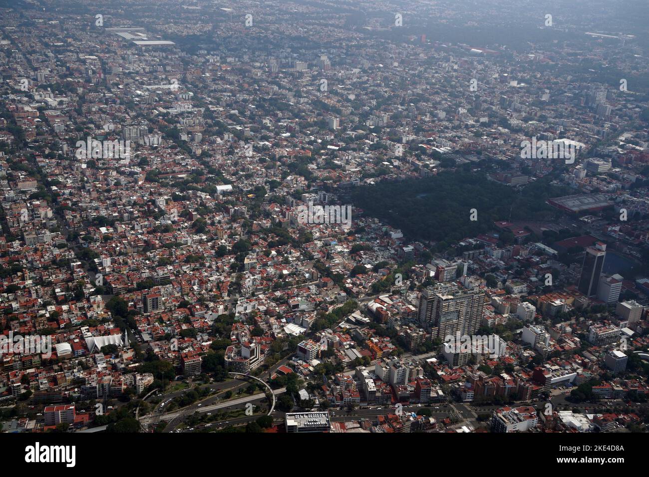 Mexico city aerial panorama landcape cityscape from airplane Stock ...