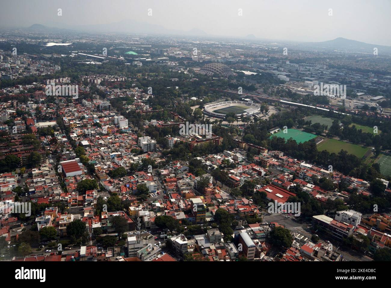 Mexico city aerial panorama landcape cityscape from airplane Stock ...