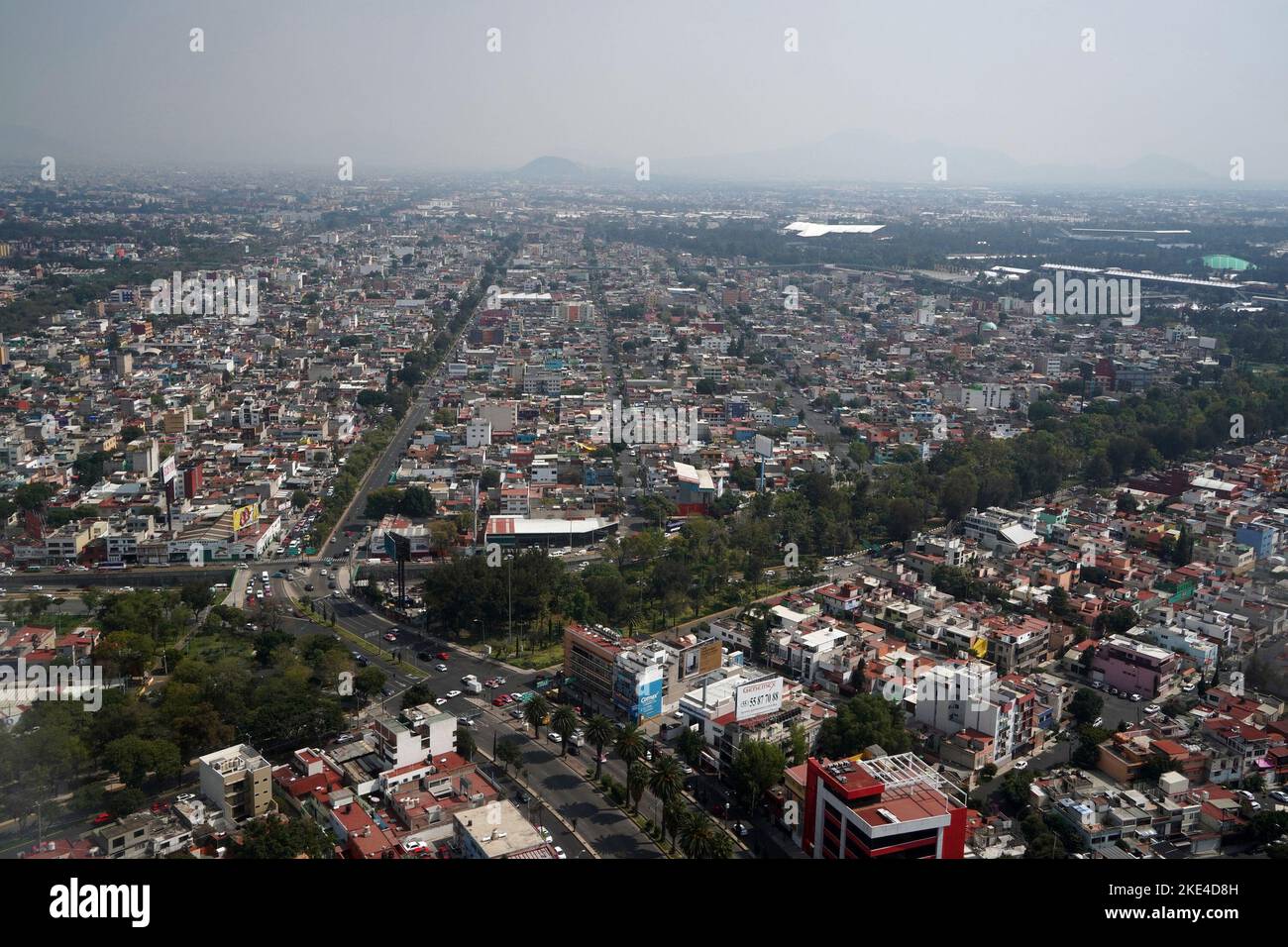 Mexico city aerial panorama landcape cityscape from airplane Stock ...