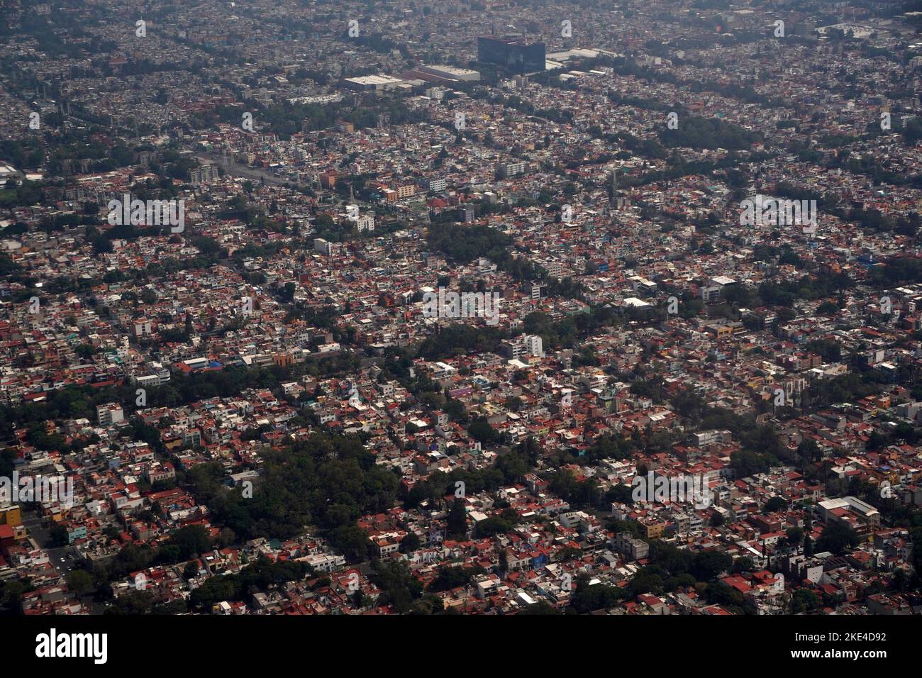 Mexico city aerial panorama landcape cityscape from airplane Stock Photo - Alamy