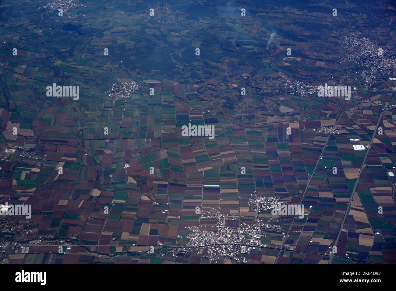farmed fields near Leon Guanajuato aerial panorama landscape from ...