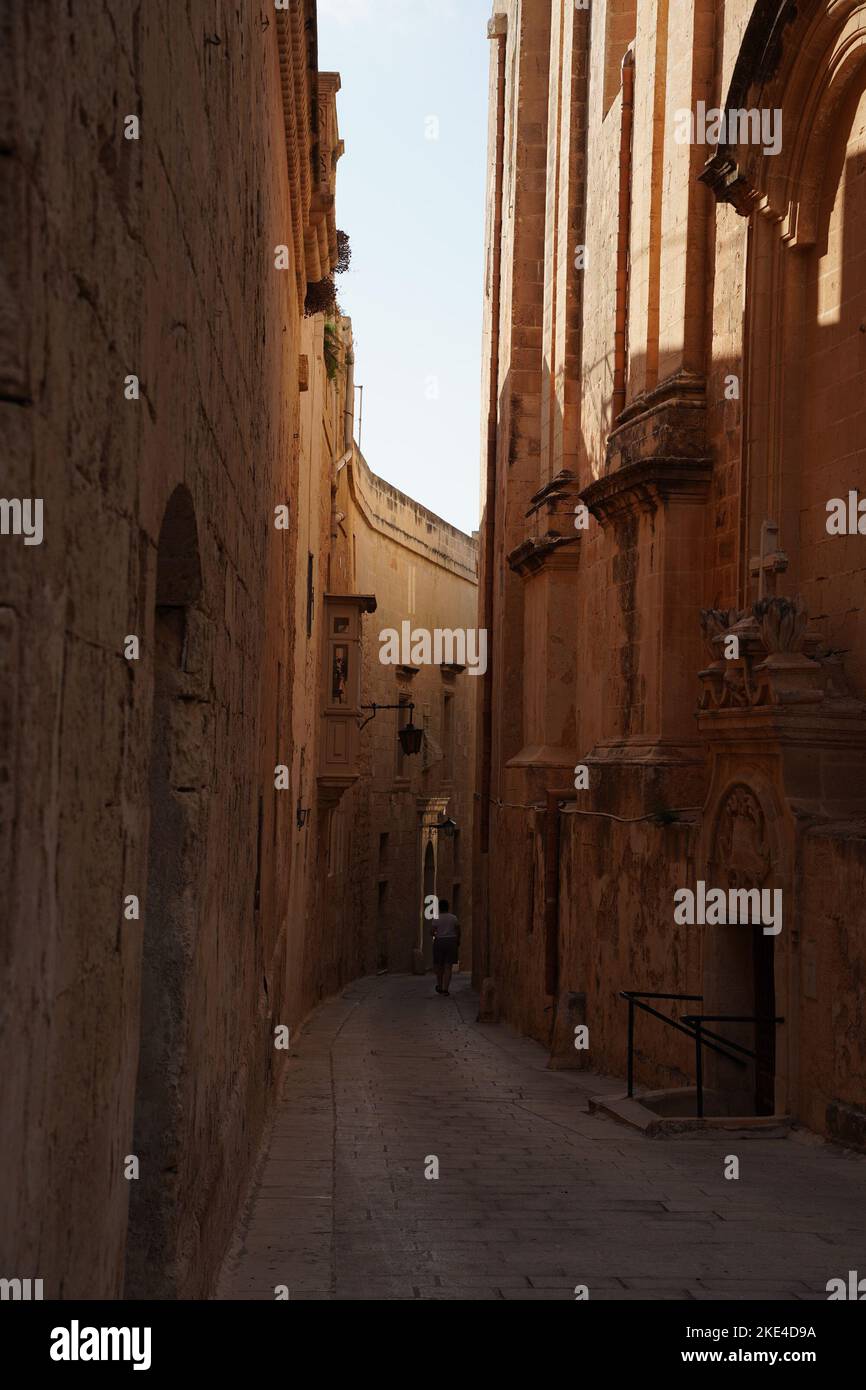 Malta Medina medieval village stone building street Stock Photo - Alamy