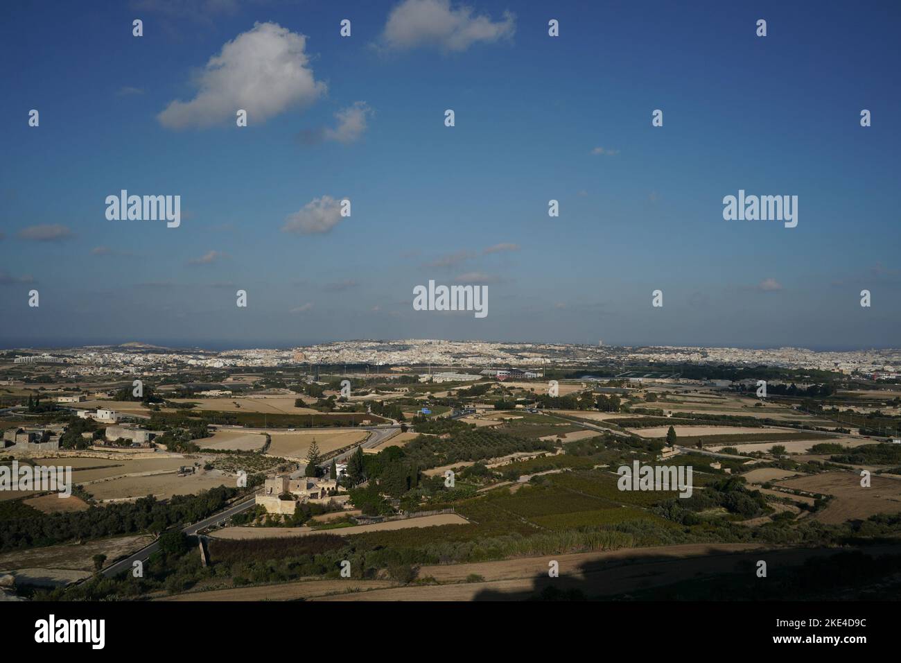 view of Malta from Medina medieval village stone terrace Stock Photo ...