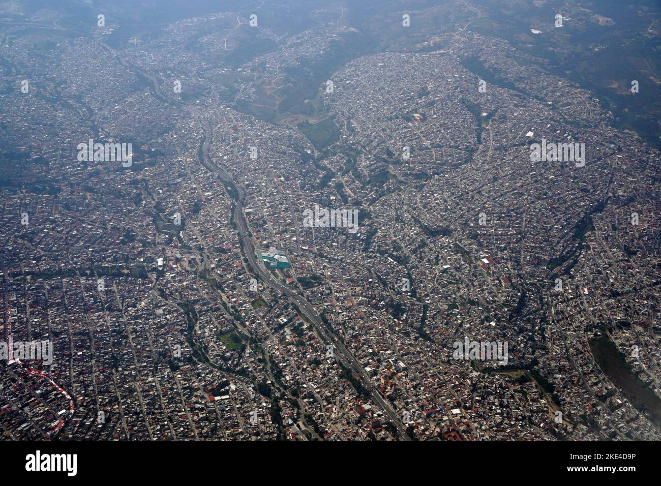 Mexico city aerial panorama landcape cityscape from airplane Stock ...