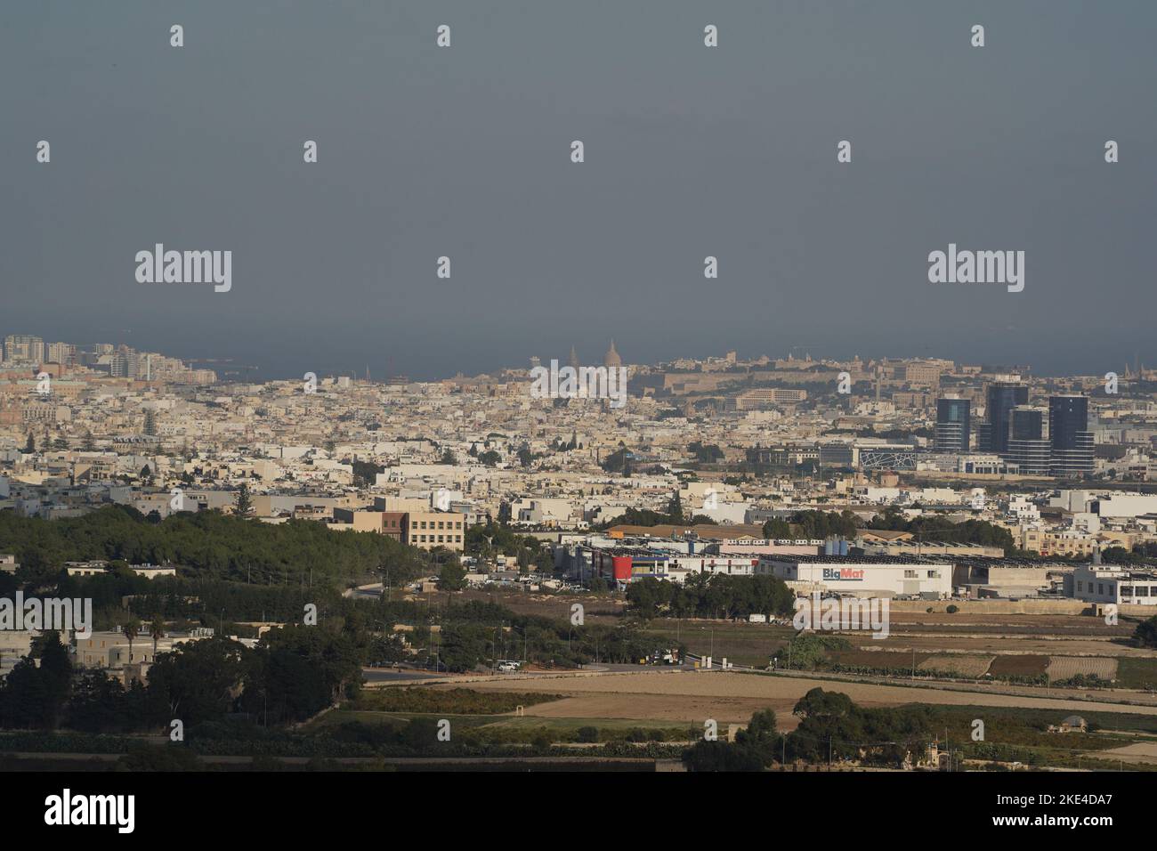view of Malta from Medina medieval village stone terrace Stock Photo ...