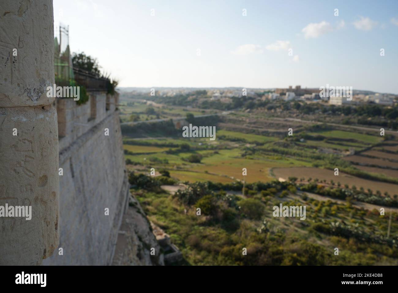 view of Malta from Medina medieval village stone terrace Stock Photo ...