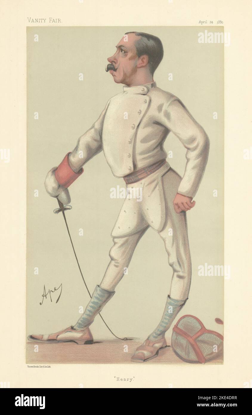VANITY FAIR SPY CARTOON Lt-Col Henry Stracey 'Henry' Fencing. By Ape ... VANITY FAIR SPY CARTOON Lt-Col Henry Stracey 'Henry' Fencing. By Ape ...
