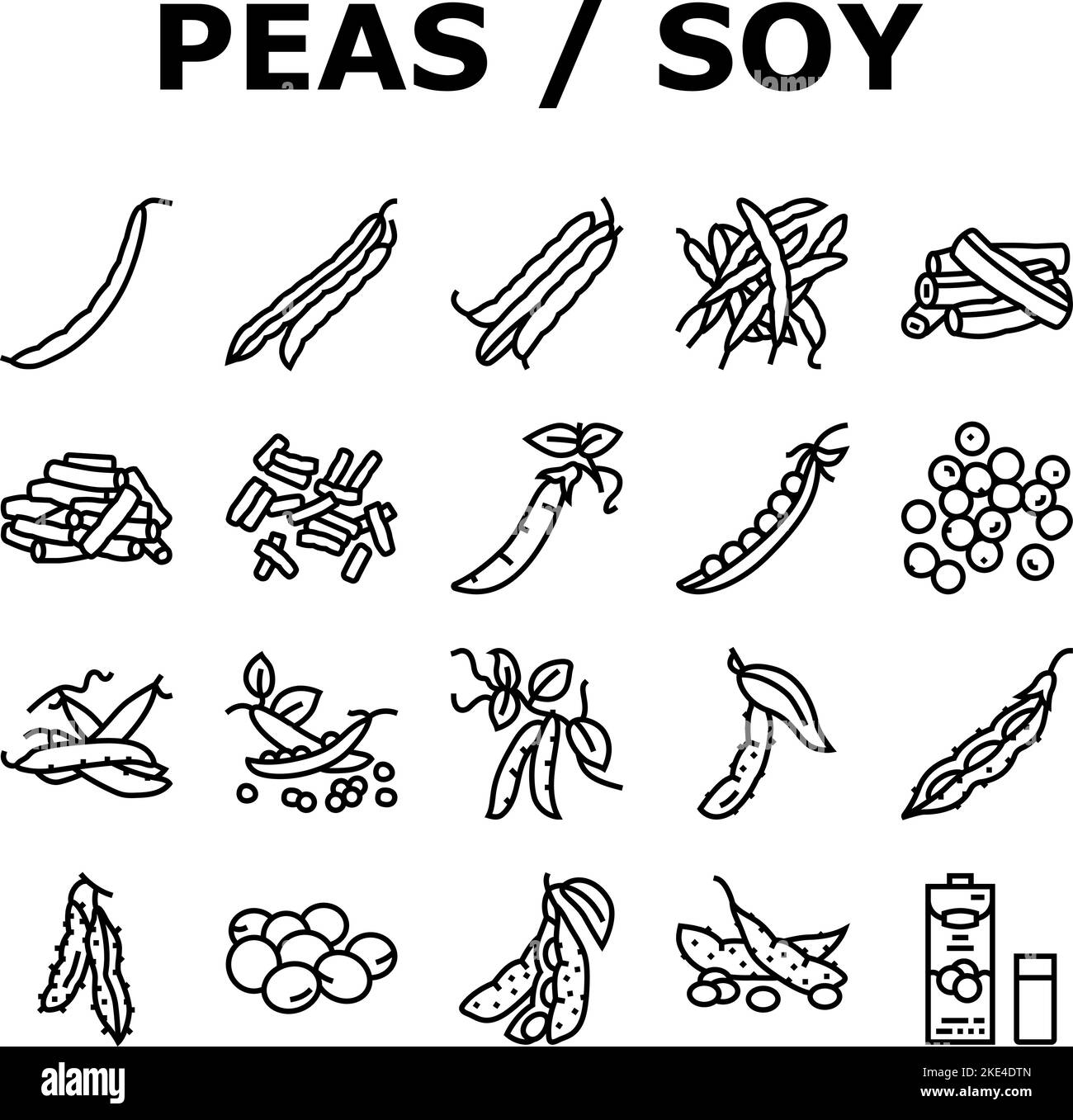 soy bean food pea green icons set vector Stock Vector Image & Art - Alamy