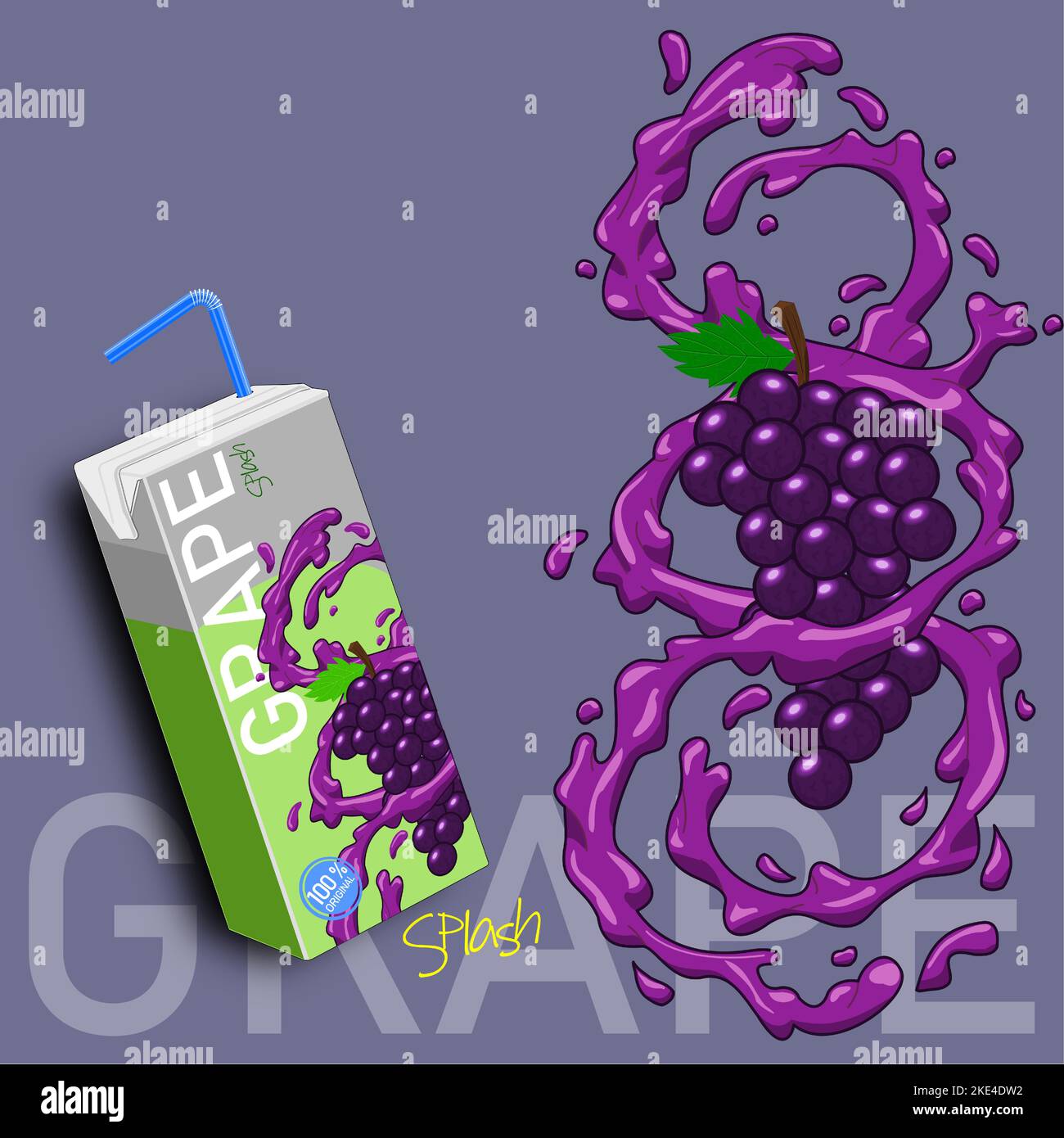 A Design of grape fruit juice packaging with splashes of water Stock ...