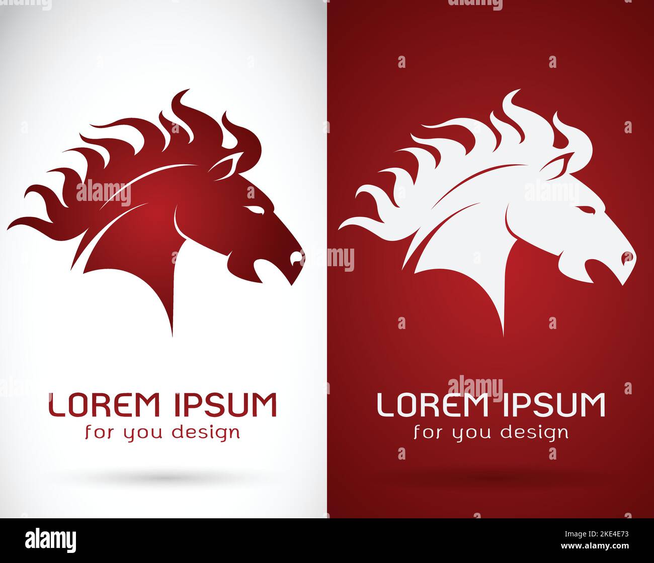 Vector image of horse design on white background and red background ...