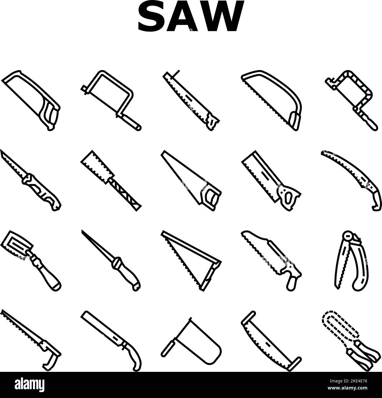 saw hand wood construction icons set vector Stock Vector Image & Art ...