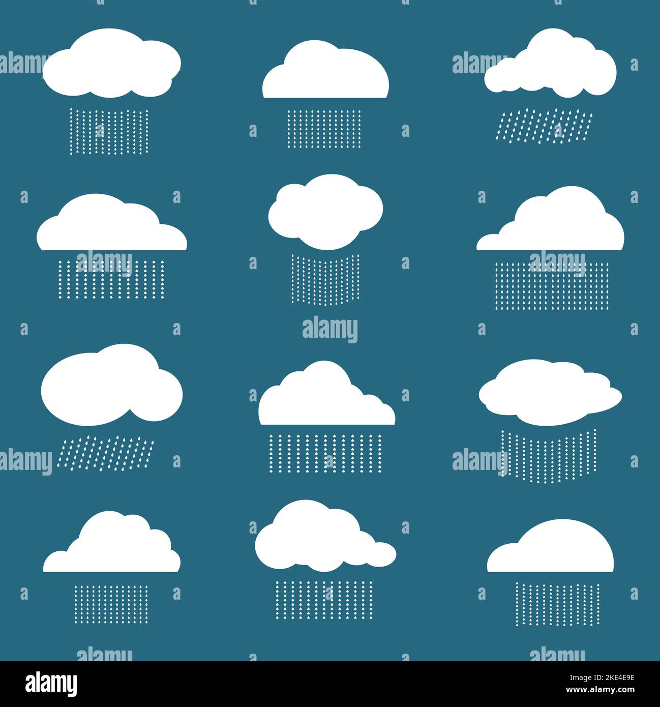 Vector image of cloud and rain on blue background. Easy editable ...