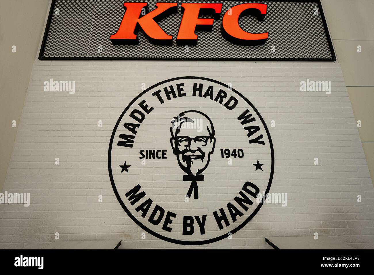 Lviv, Ukraine - October 09, 2022: KFC, Kentucky Fried Chicken logo ...