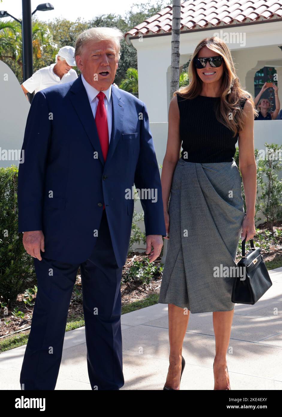 A vertical shot of President of the USA Donald Trump and First Lady ...