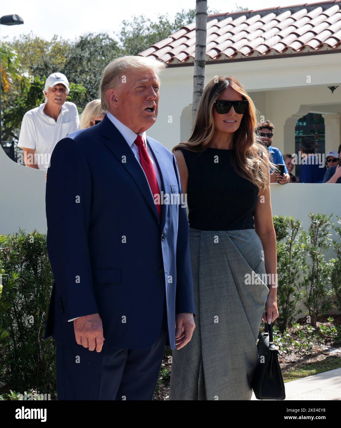 A vertical shot of President of the USA Donald Trump and First Lady ...