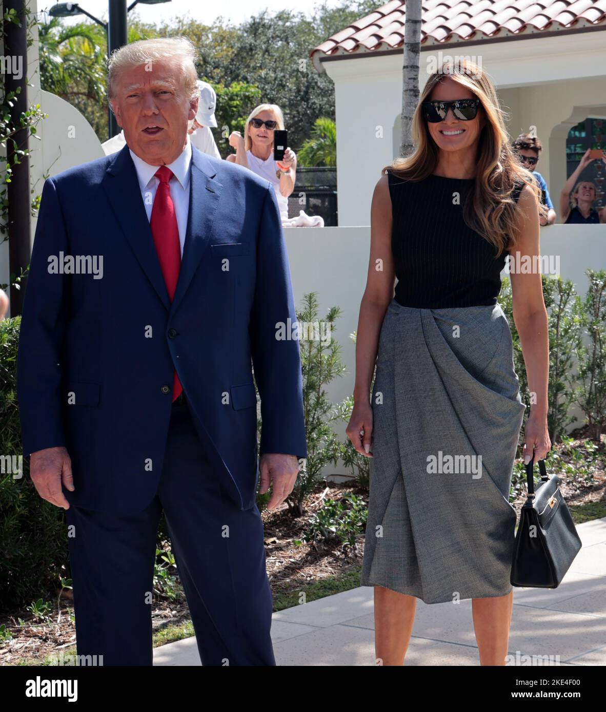 A vertical shot of President of the USA Donald Trump and First Lady ...