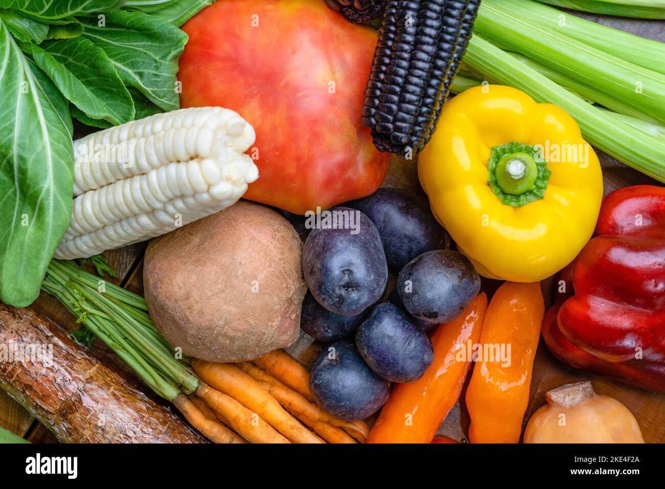 Assorted organic fresh vegetables from Peruvian cuisine. Horizontal ...