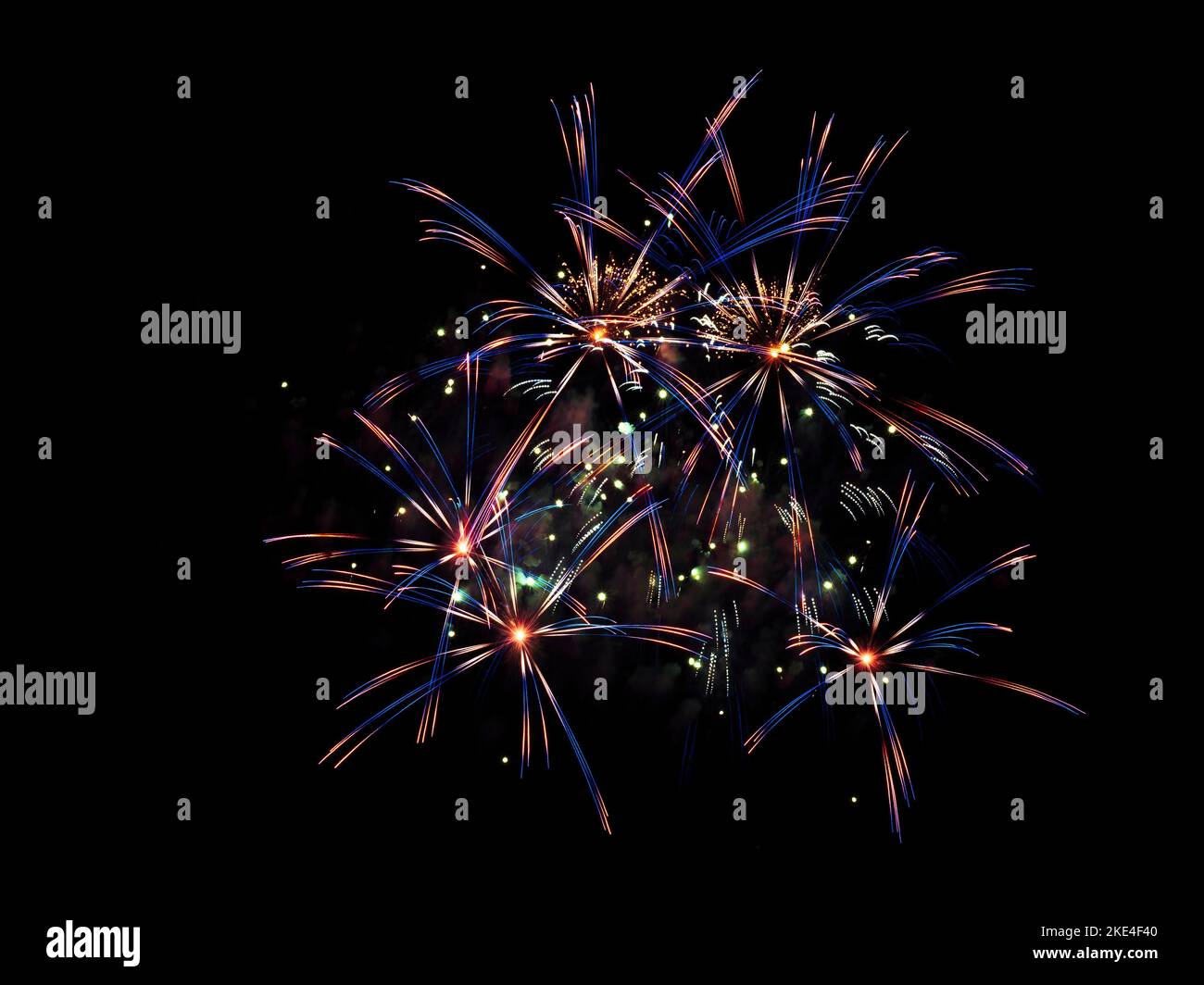 A scenic shot of the colorful fireworks against the night sky ...