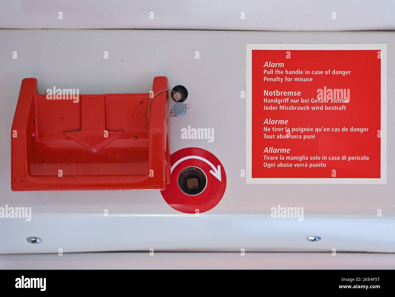 Cottbus, Germany. 08th Nov, 2022. An emergency brake in a Deutsche Bahn ...