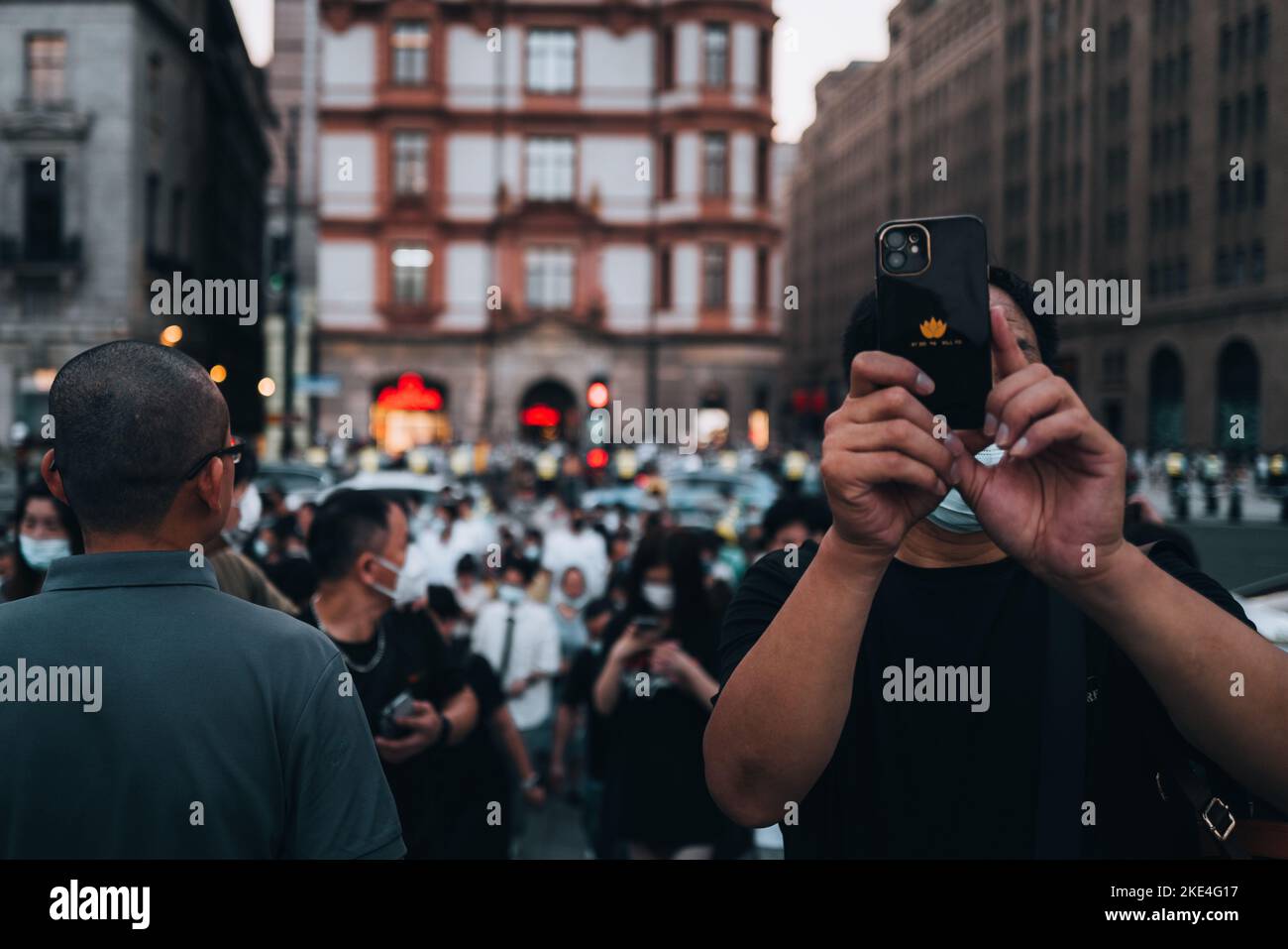 A beautiful shot of people on the streets of Shanghai on a national day ...