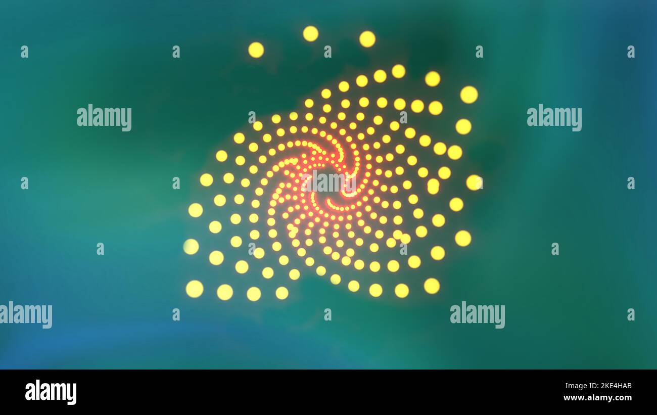 An illustration of yellow data particles on the blue background Stock ...