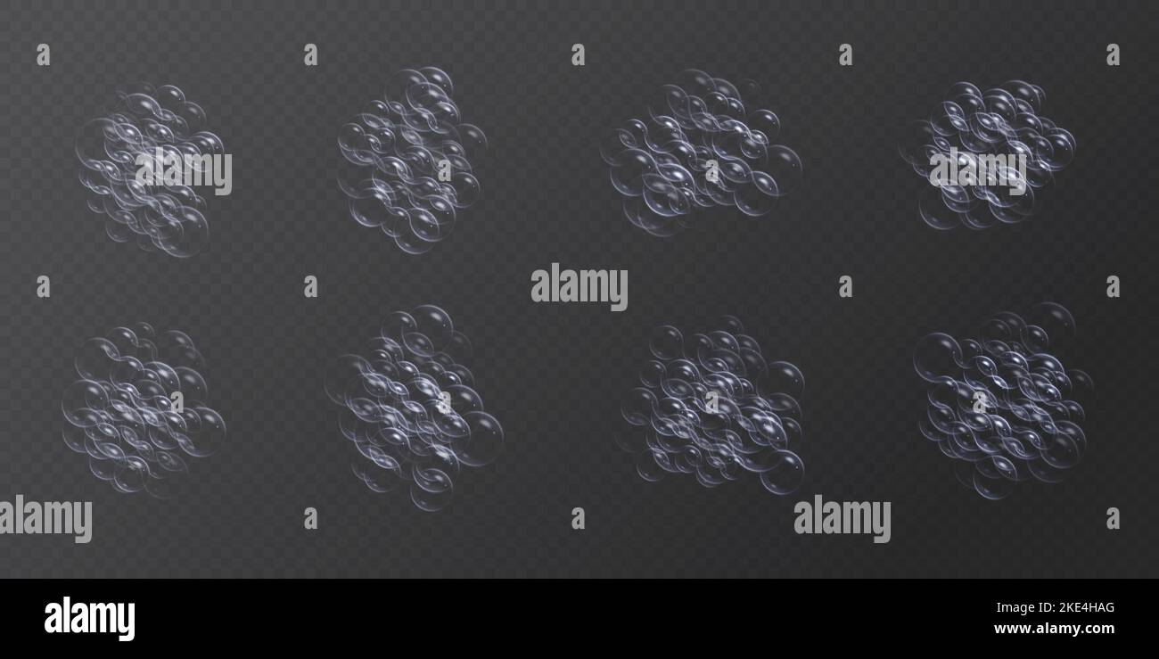 Soap foam with bubbles, realistic sparkling shampoo, bath lather ...