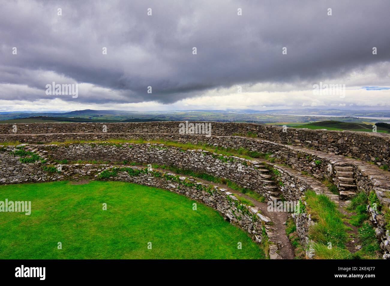 Ancient circular prehistoric Grianan of Aileach hilltop ring fort ...