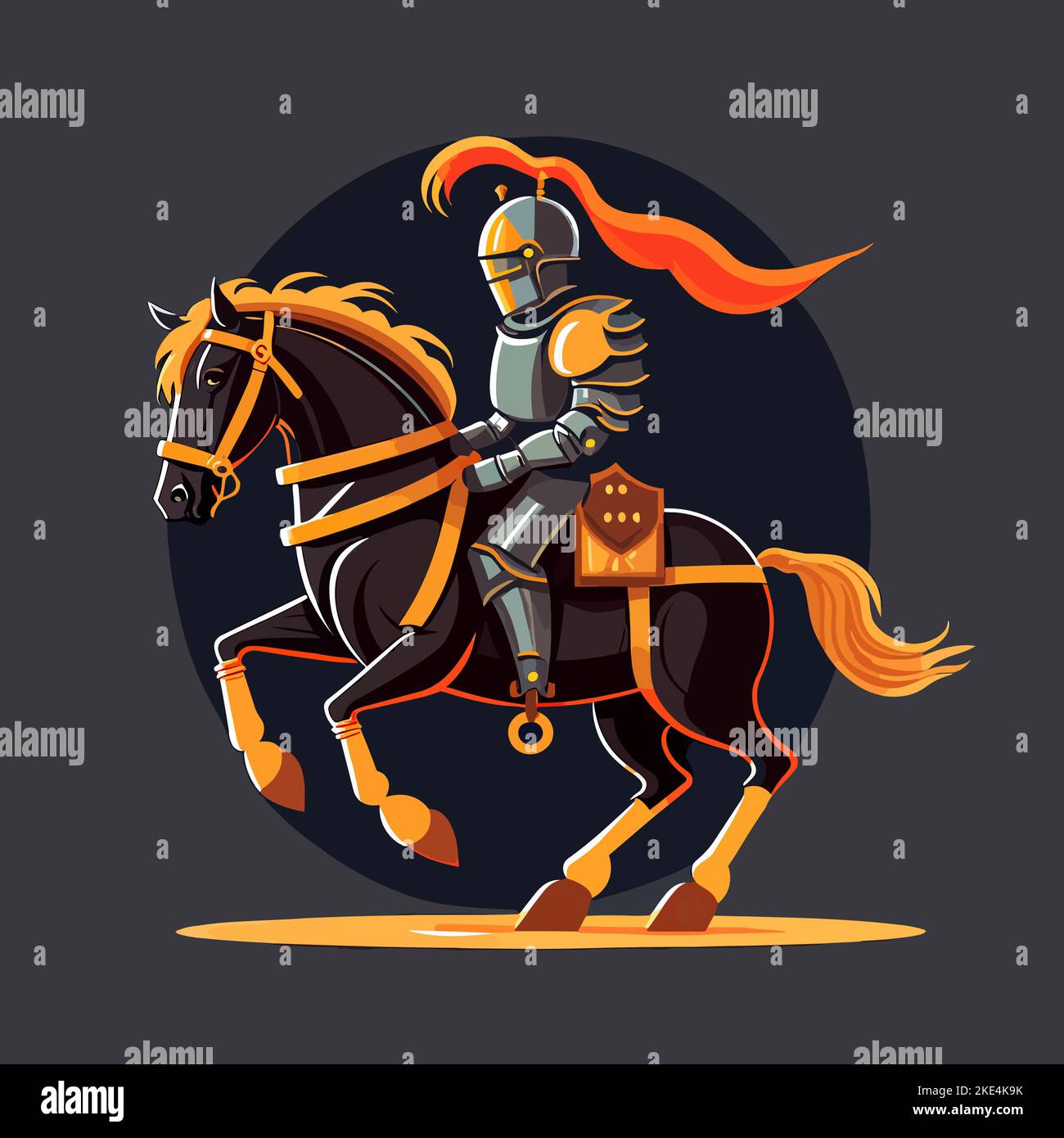 A colourful illustration of a medieval knight on a horse Stock Vector ...