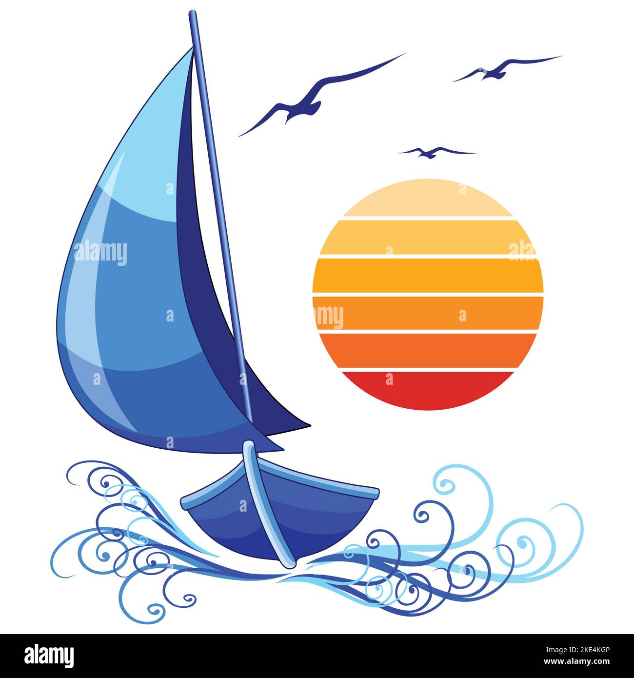 Abstract Stylized Sailing Boat, created as a Logo Design, isolated on ...