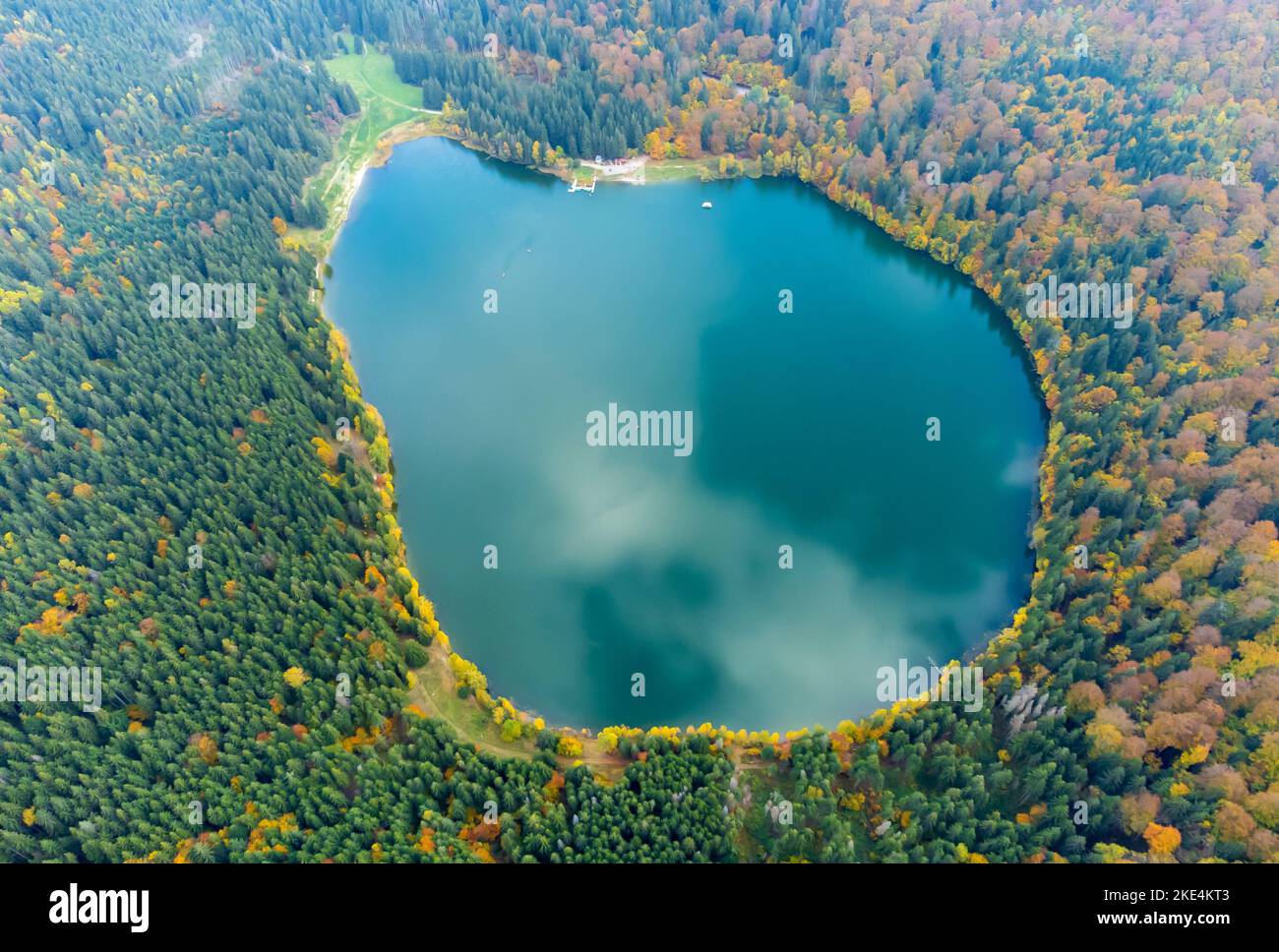 Aerial landscape of Saint Ana Lake - Romania in autu Stock Photo - Alamy