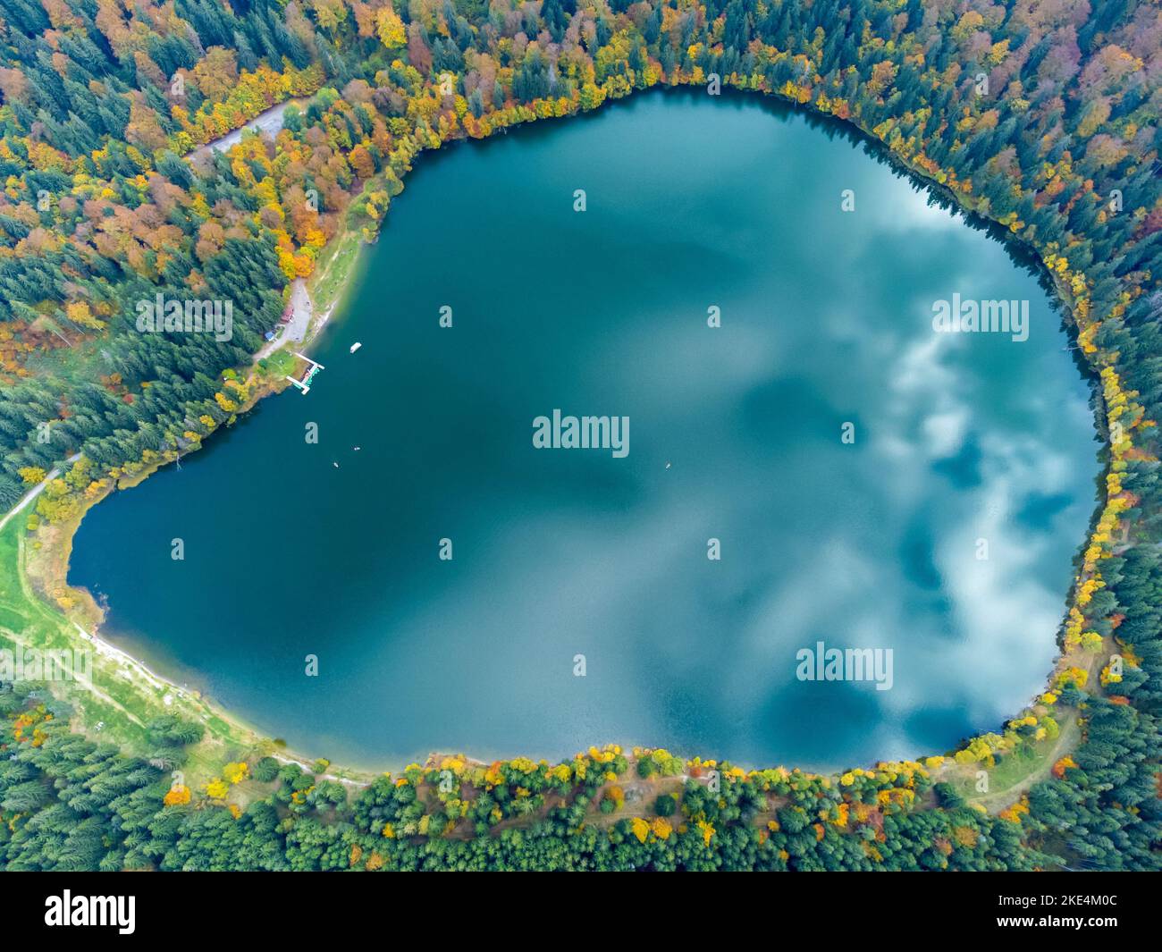 Aerial landscape of Saint Ana Lake - Romania in autu Stock Photo - Alamy