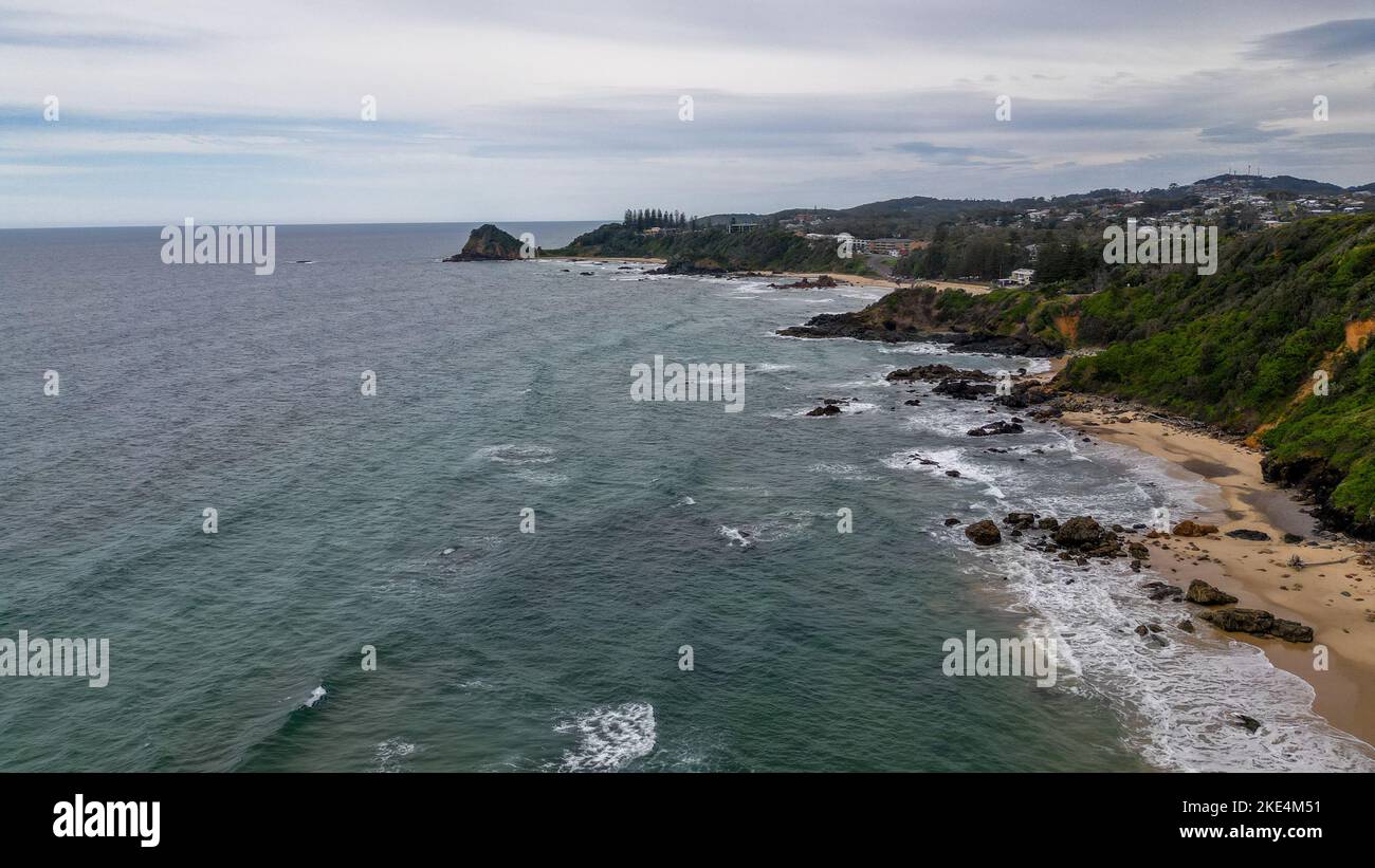 An Aerial view of Flynns Beach in Port Macquarie, Australia Stock Photo ...